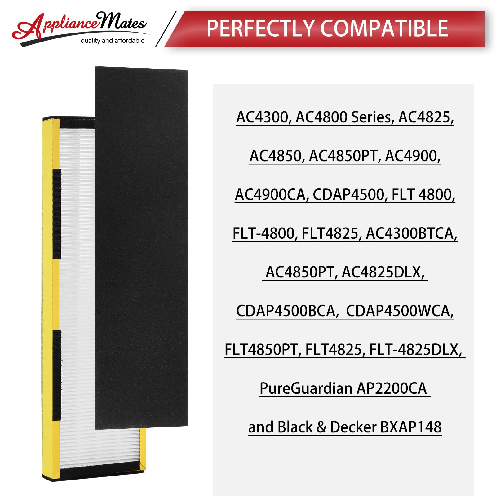 FLT4825 HEPA Filter B Replacement with Guardian Air AC4825 AC4300 AC4800 AC4900 AC4850 AC4825E AC4870(2 True HEPA Filter + 8 Activated Carbon Pre Filter)