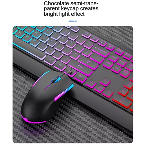 EXHNLE 104 Keys Gaming Keyboard and Colorful Mouse Combo,USB Wired Mechanical Feeling Gaming Keyboard, 104 Keys USB Ergonomic Keyboard, for PC Computer Gamer