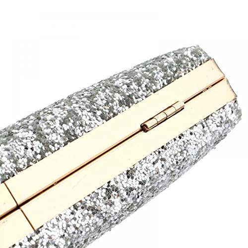 EROUGE Women's Clutch Purse Rhinestone Wedding Party Purse Evening Clutch Bag (Silver)