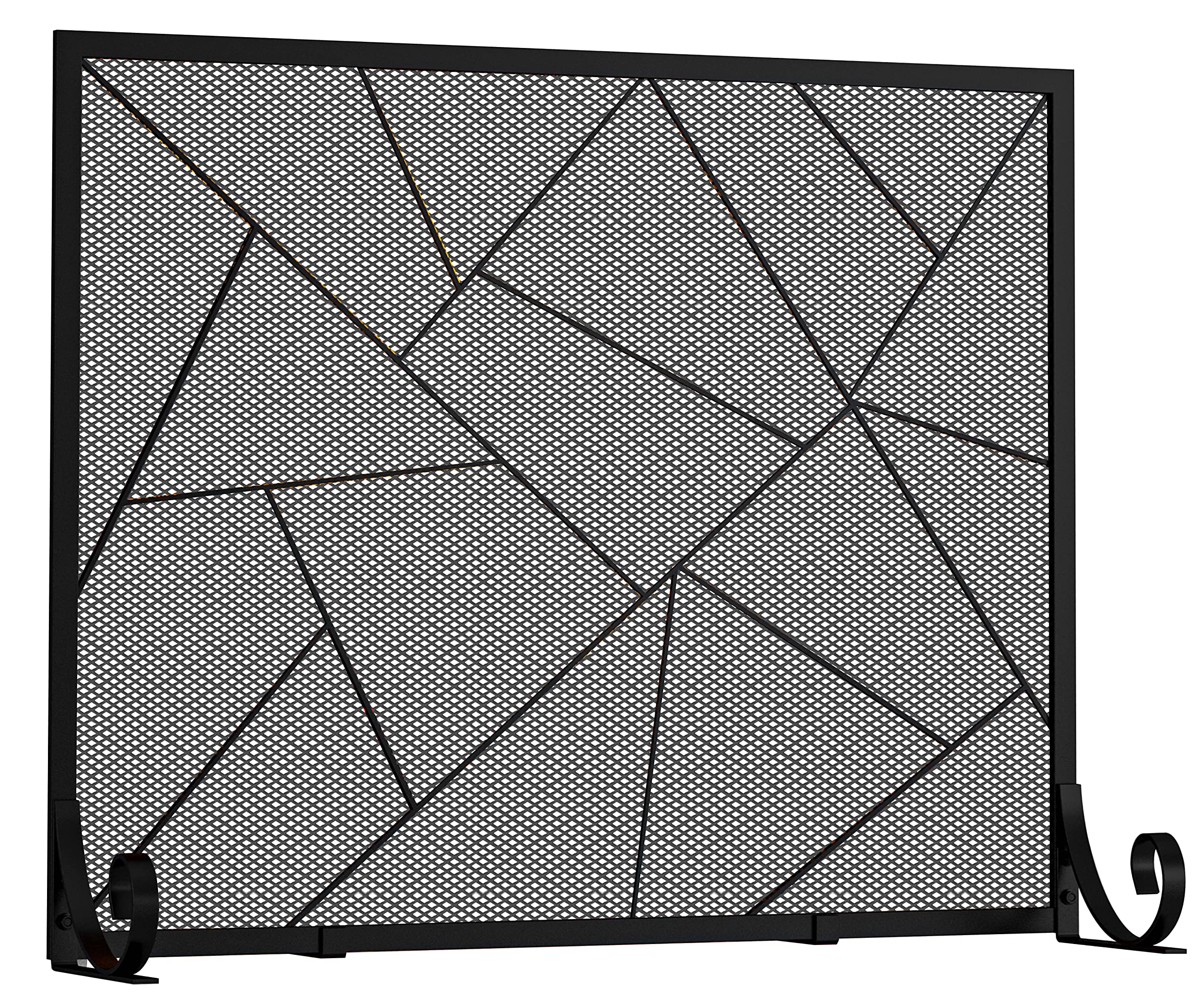 Fire Beauty Fireplace Screen Decorative Mesh Geometric Fire Spark Guard Gate Cover for Home
