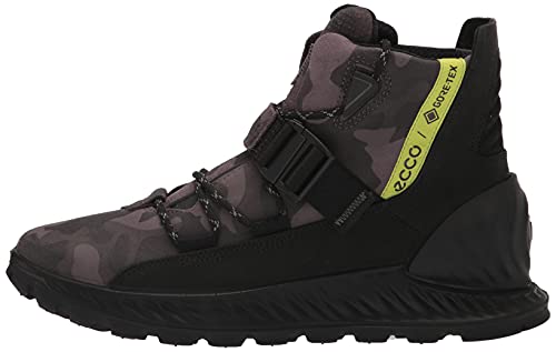 ECCO Men's Exostrike Gore-TEX Waterproof Buckle Hiking Boot, Titanium/Black, 10-10.5
