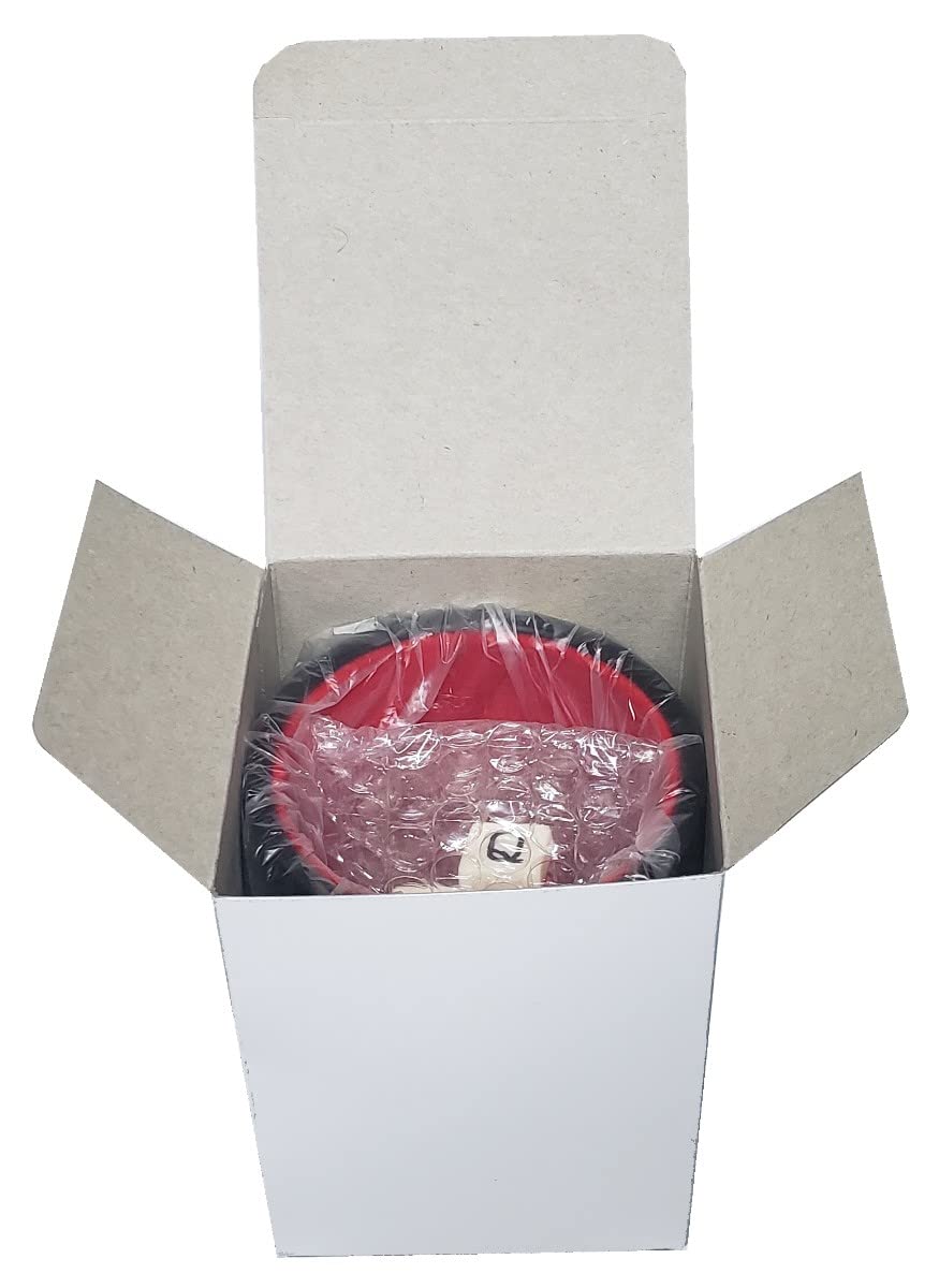 Cyber-Deals Set of Dice Cup Black PU Leather w/Plush Red Felt Lined + Spanish Poker Dice Ivory Tone (Gift Boxed)