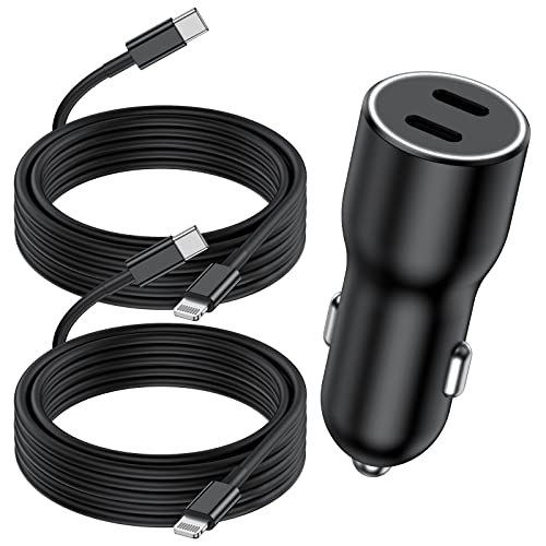 iPhone Car Charger Fast Charging, [Apple MFi Certified] 45w Dual Port USB C Car Charger Adapter with 2Pack 6Ft iPhone Type C Cable for iPhone 14 Pro Max/14 Plus/13/12/11/XS/XR/X/8