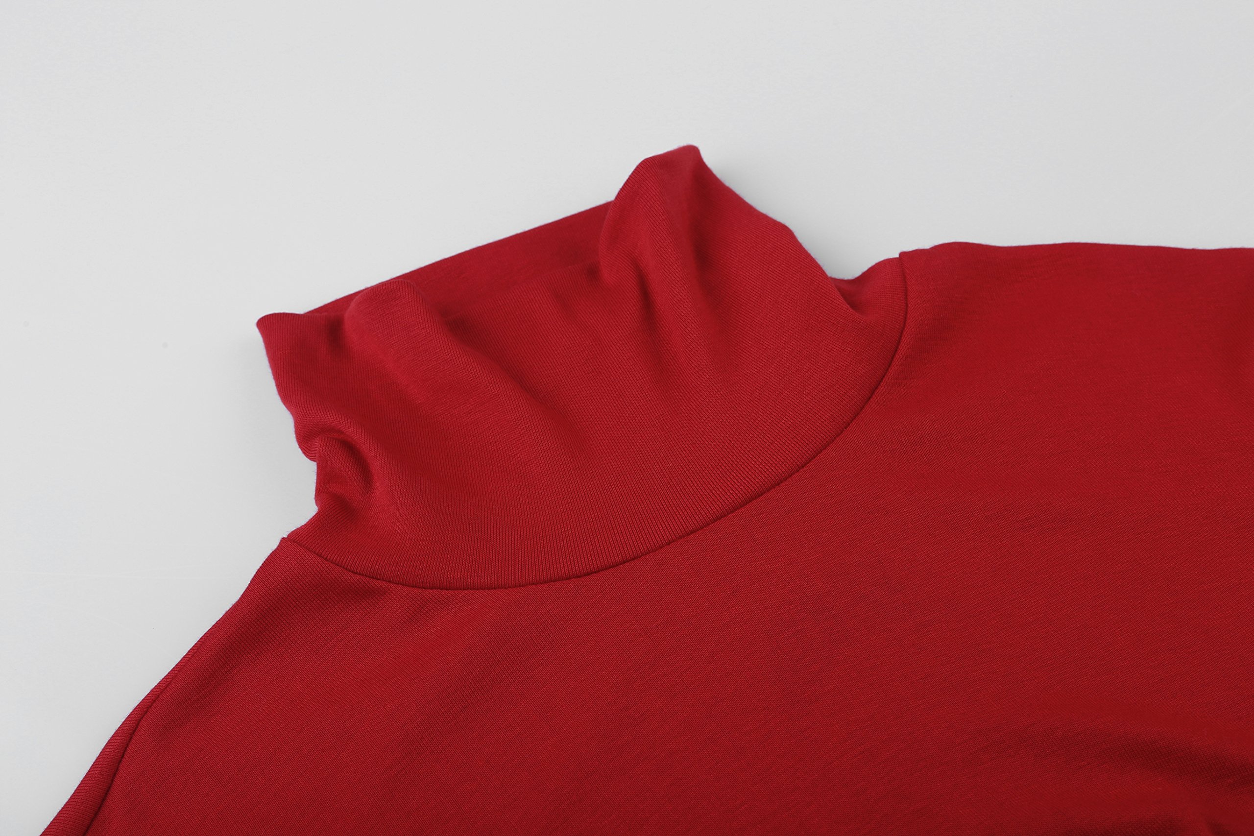 Derminpro Men's Thermal Turtleneck Soft Long Sleeve T-Shirt Red Small