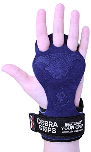 Cross Training Grips Best Gymnastics Grips Keep Your Hands Free from Blisters & Callouses Pullups Weight Lifting Chin Ups (Small 3.75"-4.25", BLUE Nubuck Leather)