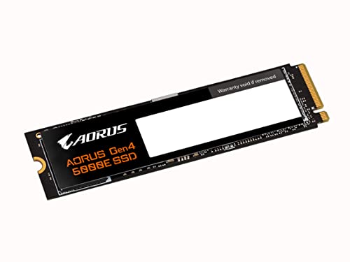 GIGABYTE AORUS Gen4 5000E SSD 500GB PCIe 4.0 NVMe M.2 Internal Solid State Hard Drive with Read Speed Up to 5000MB/s, Write Speed Up to 3800MB/s, AG450E500G-G