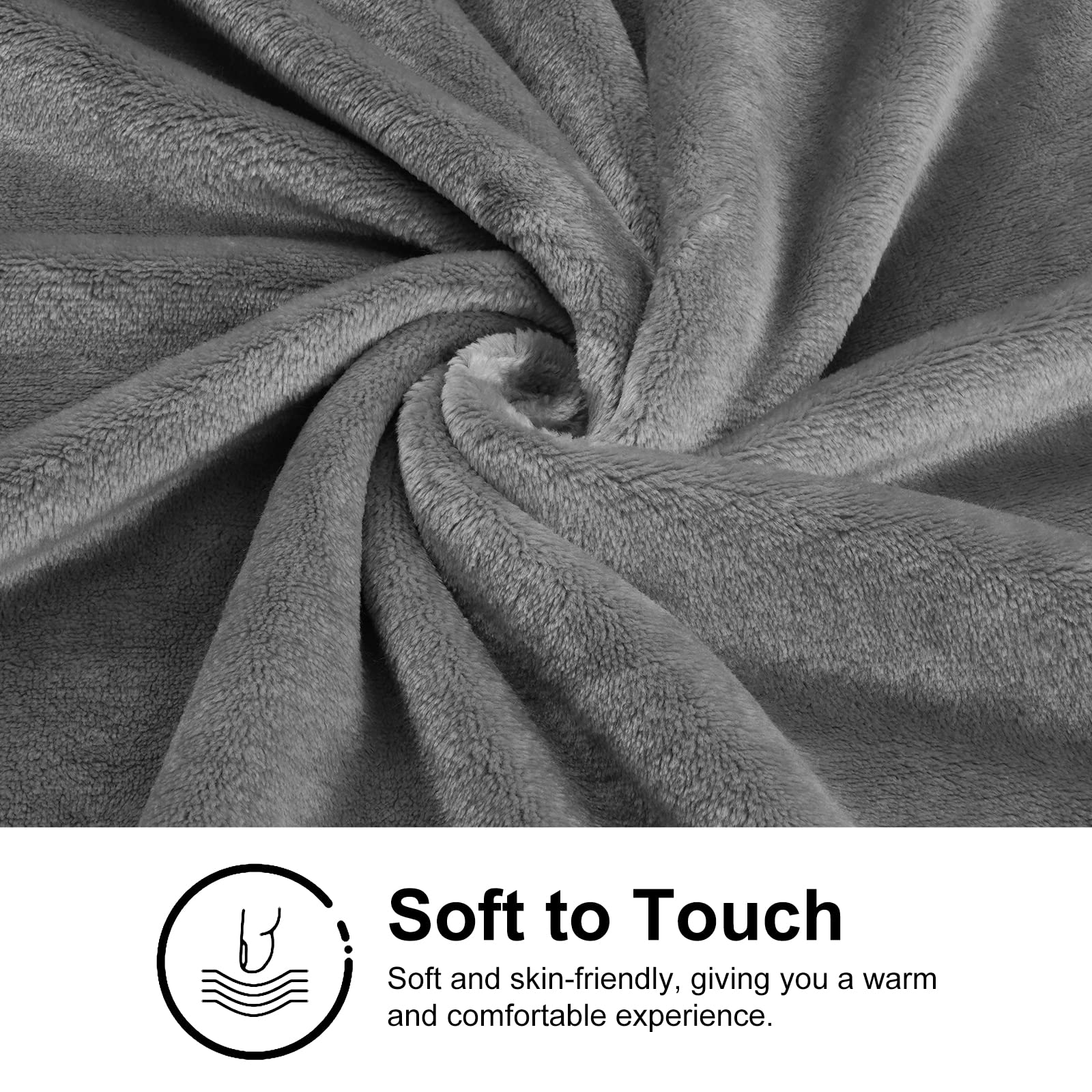 Dekoresyon Fleece Throw Blanket, Plush Fuzzy Bed Blanket Super Soft Lightweight Flannel Blankets for Couch Bed Sofa, (Grey, 50x60 Inches)