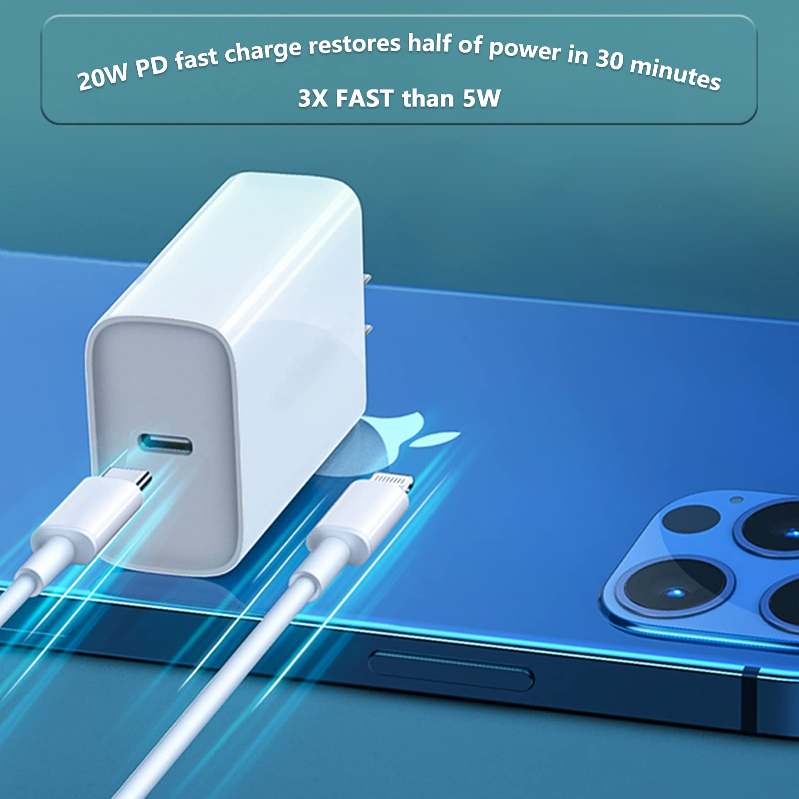 iPhone Charger Fast Charging 2-Pack, [Apple MFi Certified] Long Lightning Cable 10-Ft, 20W PD USB C Wall Charger Block Compatible with iPhone 14 13 12 11 Pro Max/Plus/Mini/SE 2020/2022/Xs Max/iPad