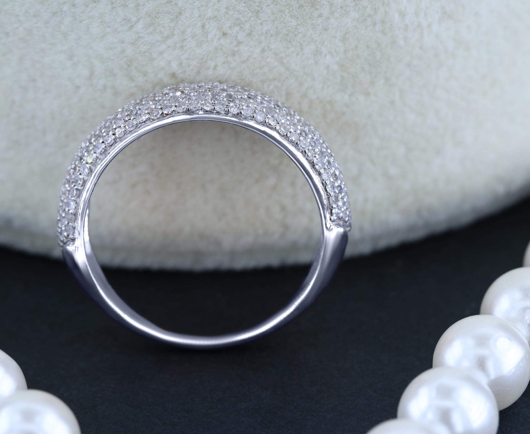 Dazzlingrock Collection 0.90 Carat (Cttw) Round White Diamond Women Anniversary Band, 10K White Gold, Size 5.5