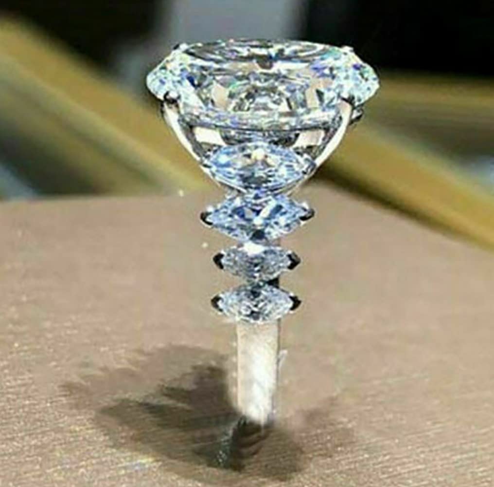 Cuteshop Elegant Huge Zircon Wedding Ring 18k Platinum Plated Shiny Cubic Zirconia Crystal Diamond Wedding Jewelry for Women (7)