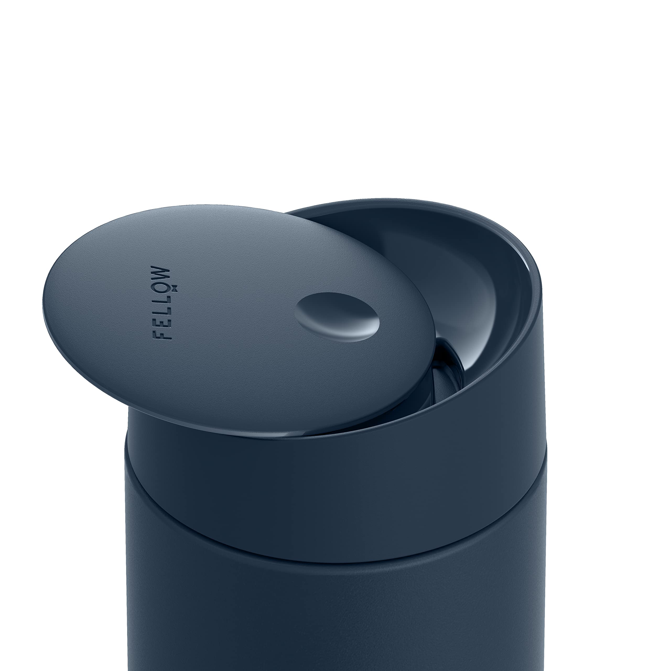 Fellow 16 oz Carter Slide Travel Coffee Mug with Slide-Lock lid - Leak Proof To-Go Coffee Tumbler with Ceramic Interior and Vacuum-Insulated Stainless Steel - Coffee Cups - Stone Blue