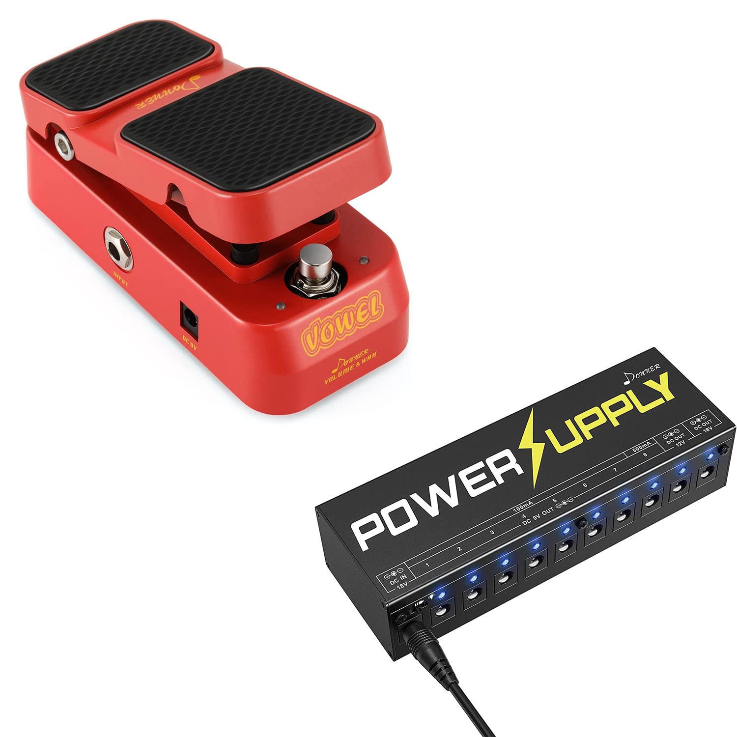 Donner Wah Guitar Pedal & DP-1 Guitar Power Supply 10 Isolated DC Output for 9V/12V/18V Effect Pedal Visit the Donner Store