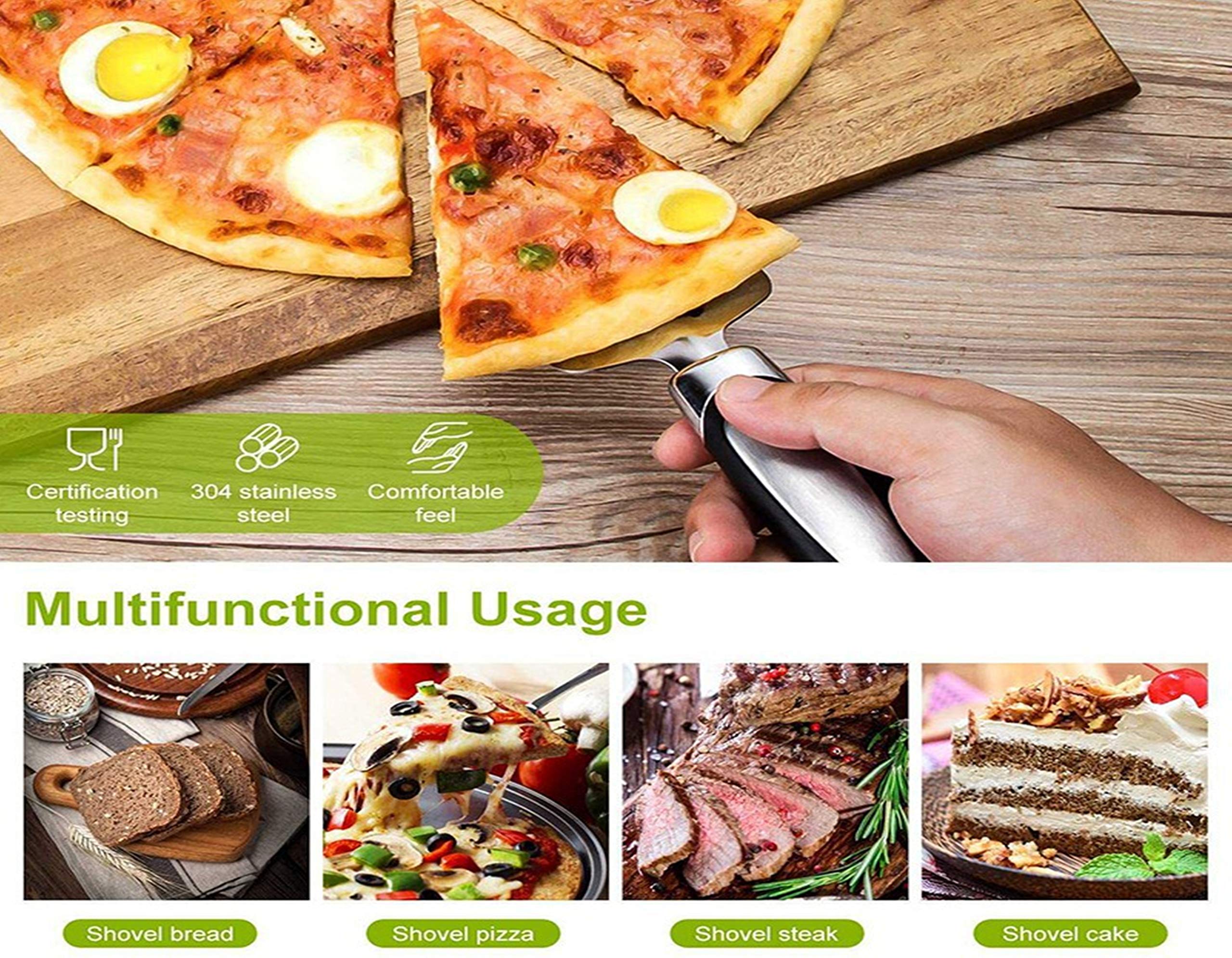 Flatware Pie Server Stainless Steel Cake Pizza Cutter Tart Dessert Slicer Serrated on Both Sides Great for Right or Left Handed Chef Professional Cake Cutter Essential Kitchen Tool