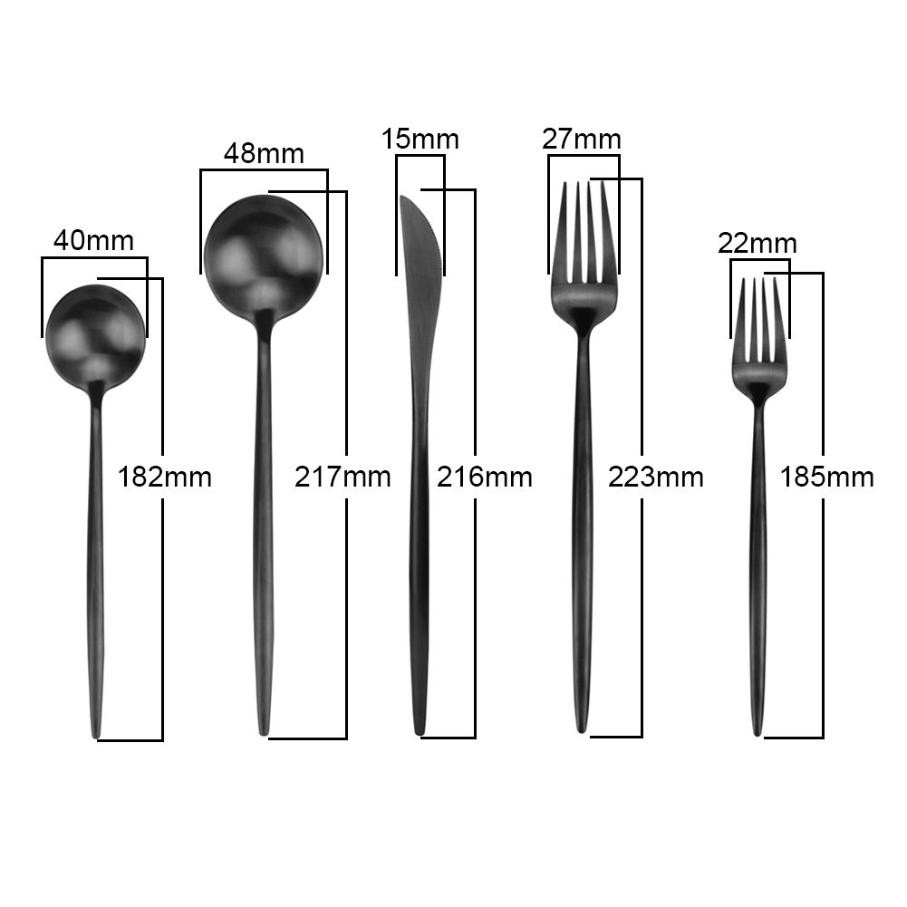 Flatware Set, Matte Black Silverware Set, AOOSY Heavy Solid 20-Piece 18/10 Stainless Steel Flatware Cutlery Set for 4, Mirror Finish, Dishwasher Safe, Nice Box Package(A Matte Black Flatware)