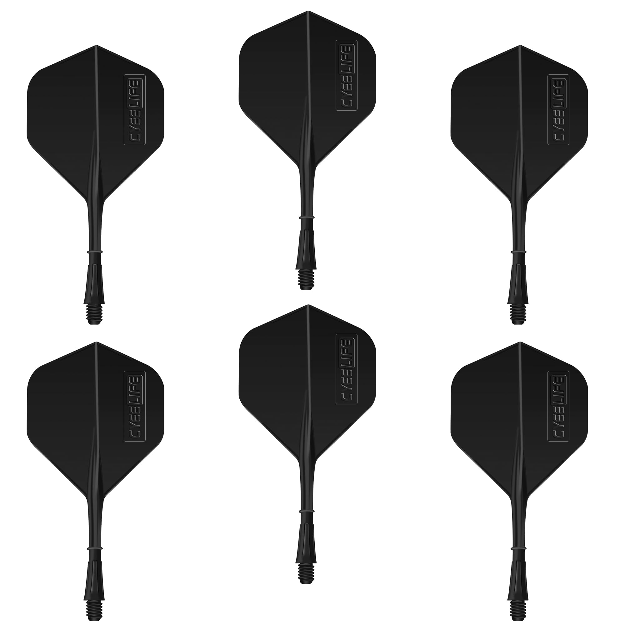 CyeeLife 6pcs Moulded Dart Flights and Shafts 2BA,one Piece Integrated Accessory CF01 Black
