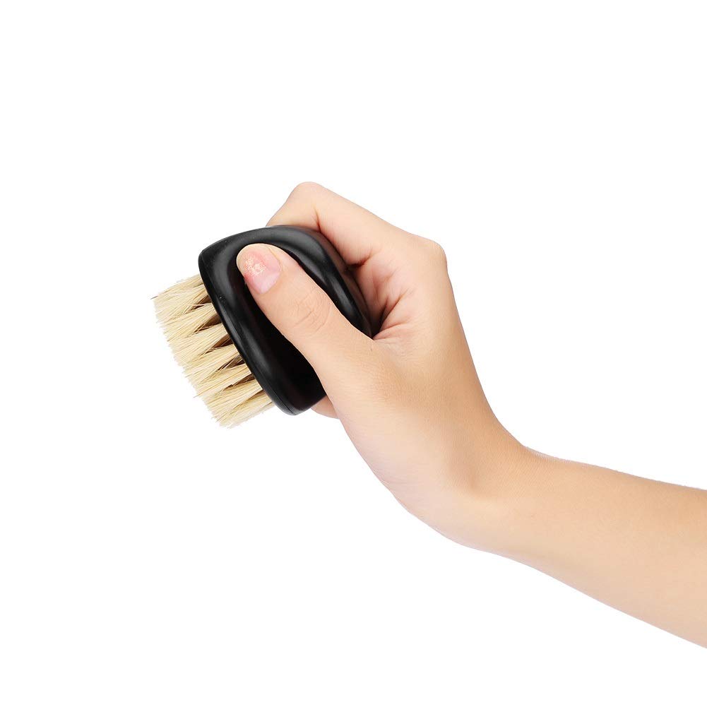 Delaman Beard Mustache Brush, Wild Boar Fur Shaving Brush for Men Grooming Beard Mustache Trimming, Salon Shaven Tool (Color : #1 Black+White)