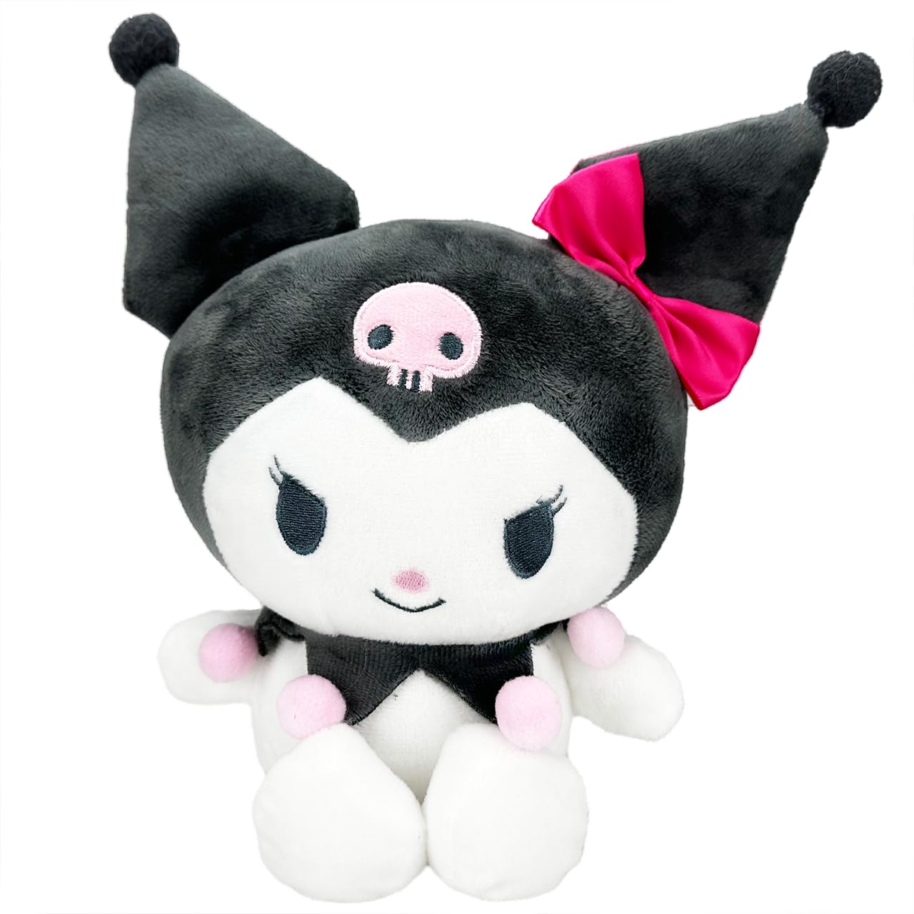 Kawaii Plush Doll 10''/25cm, Skull Motif, Soft Anime Plush Pillow Doll, Lovely Cartoon Stuffed Toy, Cute Birthday Party Favors for Kids Children Girls Fans Collectibles Home Decor, Pink