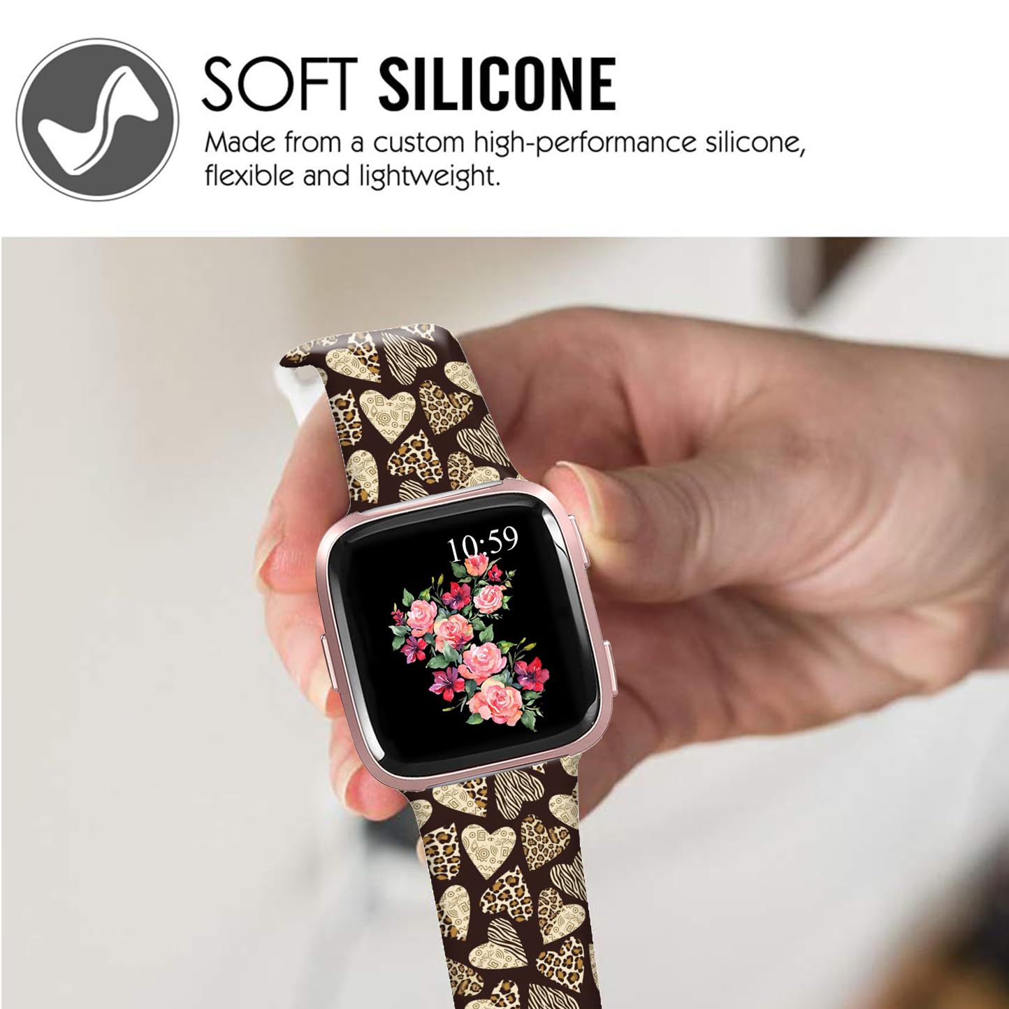 DOO UC Easter Design Floral Watch Bands Compatible with Fitbit Versa/Versa Lite/Versa Special for Men Women Girls, Funny Dog Paw Design Silicone Sport Strap Replacement for Fitbit Versa 2