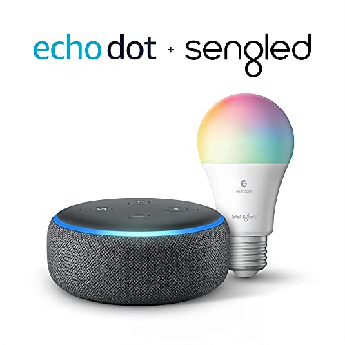 Echo Dot (3rd Gen) | Charcoal with Sengled Bluetooth Color bulb | Alexa smart home starter kit