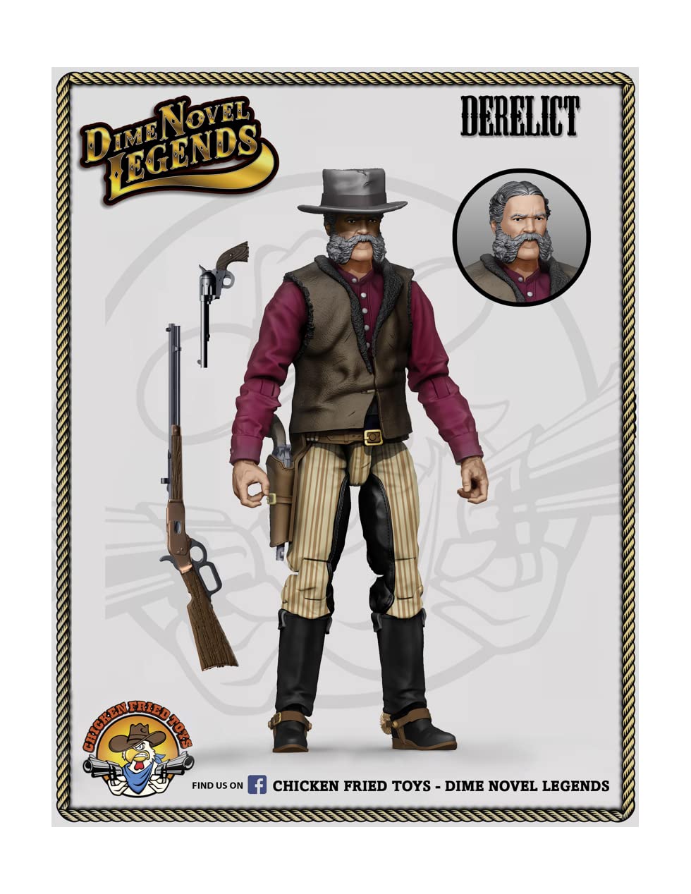 Dime Novel Legends 1/18 Scale (4inch Tall) Derelict Old west Action Figure