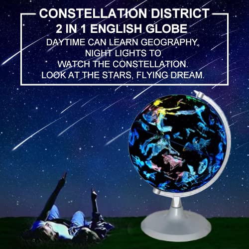 CYHO Illuminated World Globe - USB 2 in 1 LED Desktop World Globe, Interactive Earth Globe with World Map and Constellation View Fit for Kids Adults, Ideal Educational Geographic Learning Toy