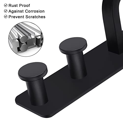 VETAID Towel Bar Self Adhesive Bathroom Towel Holder with 2 Pack Towel Hooks 15.6-Inch Stick on Wall Towel Rack No Drill Bath Towel Holder Sticky Towel Hanger Black