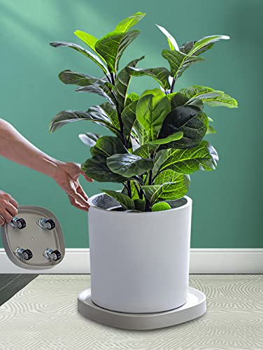 MYBAQ,Plant Tray with Wheels,Planter Caddy with Wheels,Plant Rollers for Outdoor Plants,Plant Caddy,Plant Roller Base,White,Suitable for Home, Living Room, Balcony, Patio and Garden