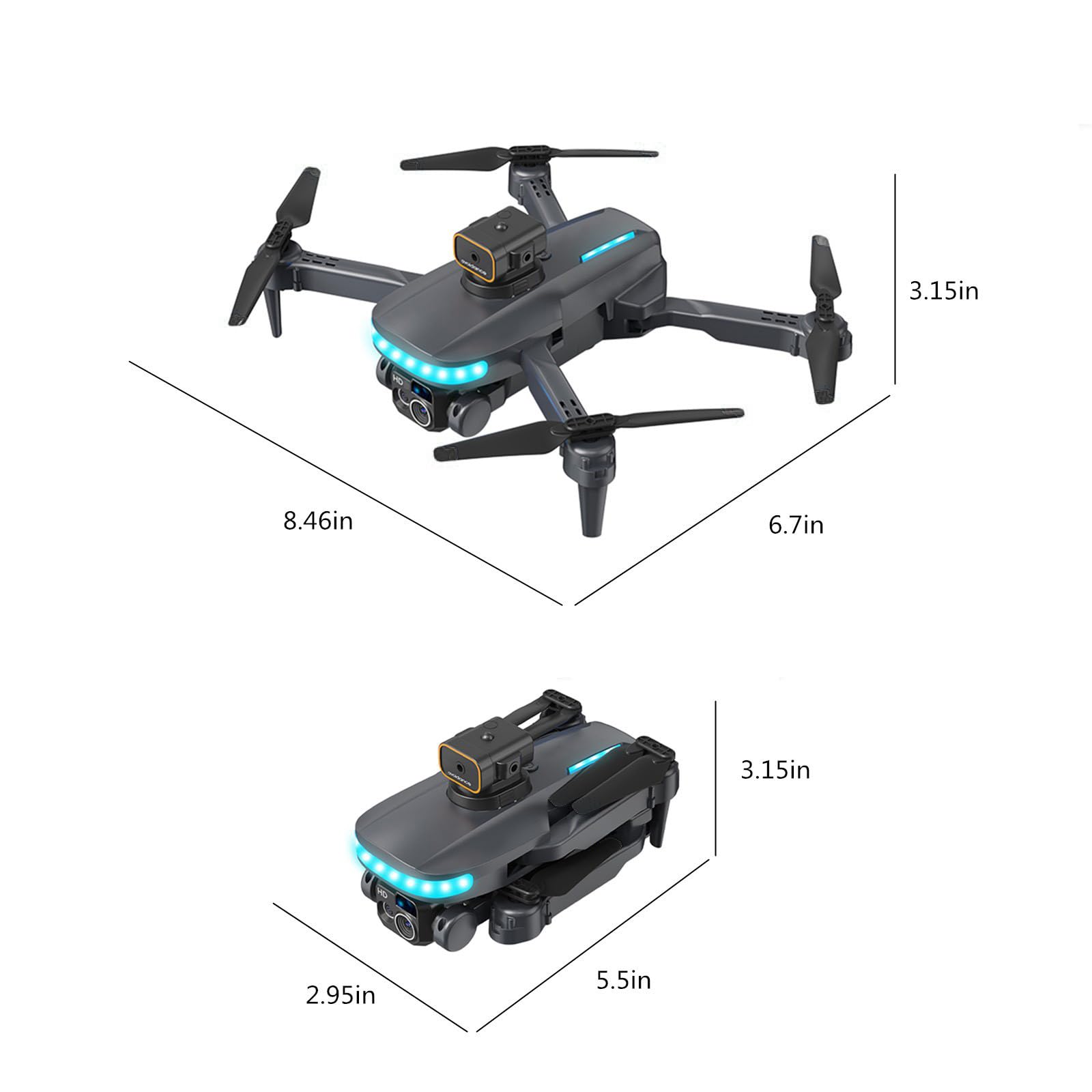 Drone With Camera For Adults, Wifi FPV Drone With 4K HD Camera Altitude Hold Mode Foldable RC Drone Quadcopter With Headless Mode For Kids Adult Gift