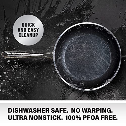 Granitestone Nonstick 12" Fry Pan-Hard Anodized Aluminum-Ultra Durable Coating with Brushed Exterior Silver-100% PFOA Free-Dishwasher & Oven Safe