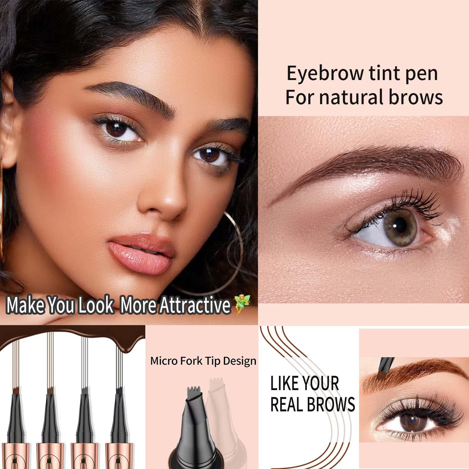 Eyebrow Pencil Eye Makeup Brow Pen with a Micro-Fork Tip Applicator Creates Lift Eyebrow Microblading Pen Eyebrow Tattoo Waterproof Long-Lasting Natural Eyebrow Hai (Light Brown # 01)