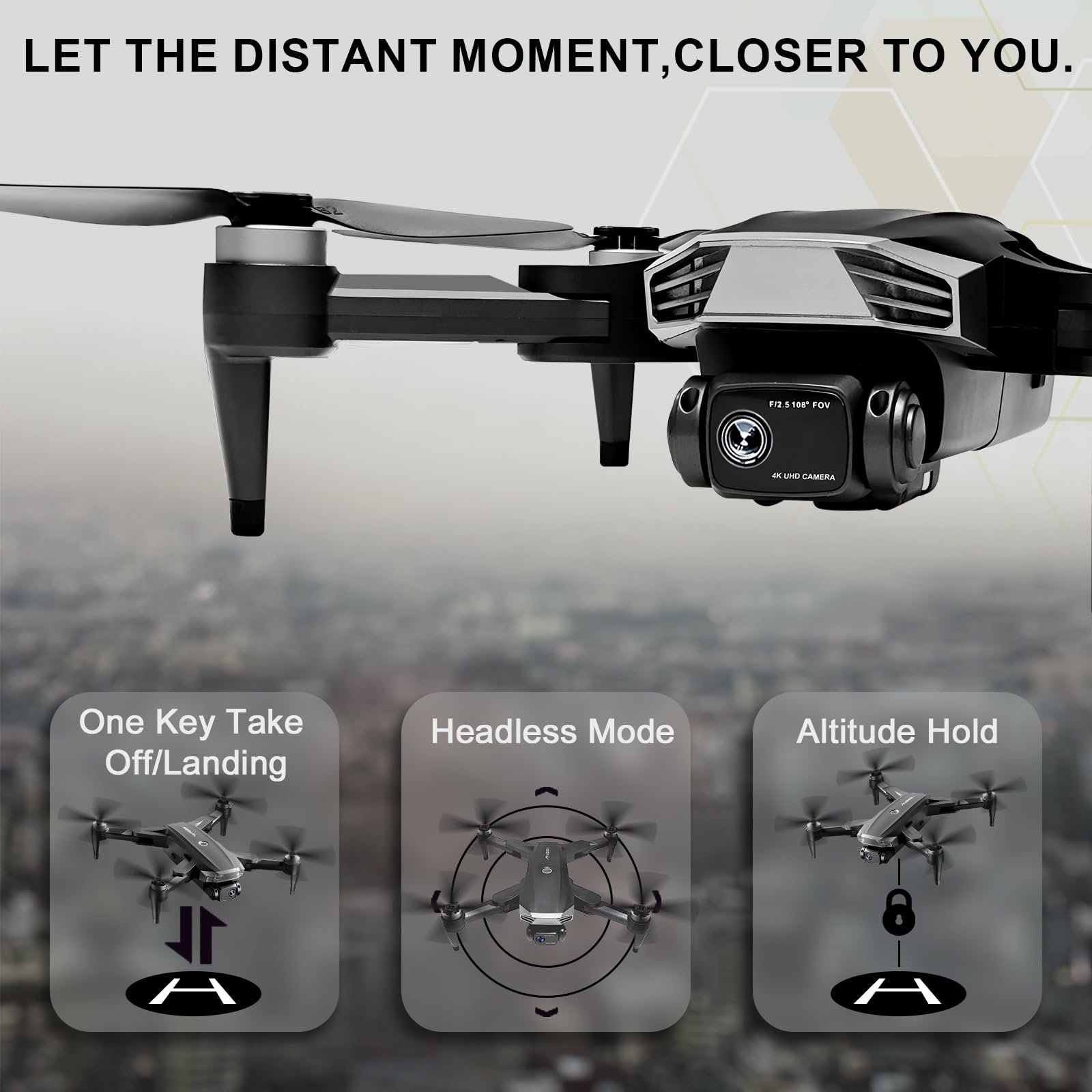 Drones with Camera for adults 4K - Toys Gifts for Kids, Adults, Beginner - RC Quadcopter WiFi FPV Live Video, Foldable, Carrying Case, Adjustable Lens, One Key Take Off/Land, Brushless Motor