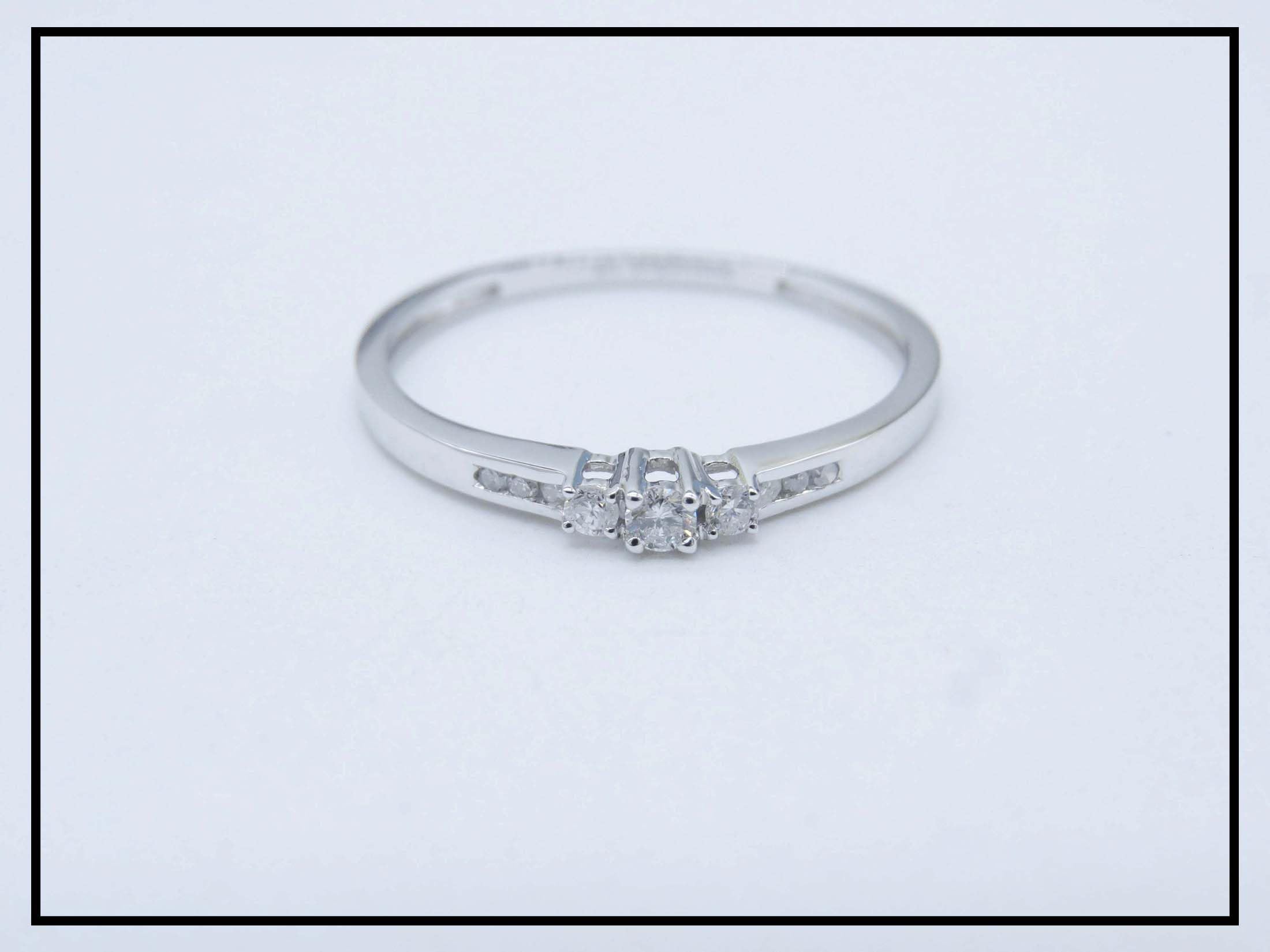 Dazzlingrock Collection 0.13 Carat (ctw) Round White Diamond Ladies Bridal Promise 3 Stone Engagement Ring, 10K White Gold, Size 7