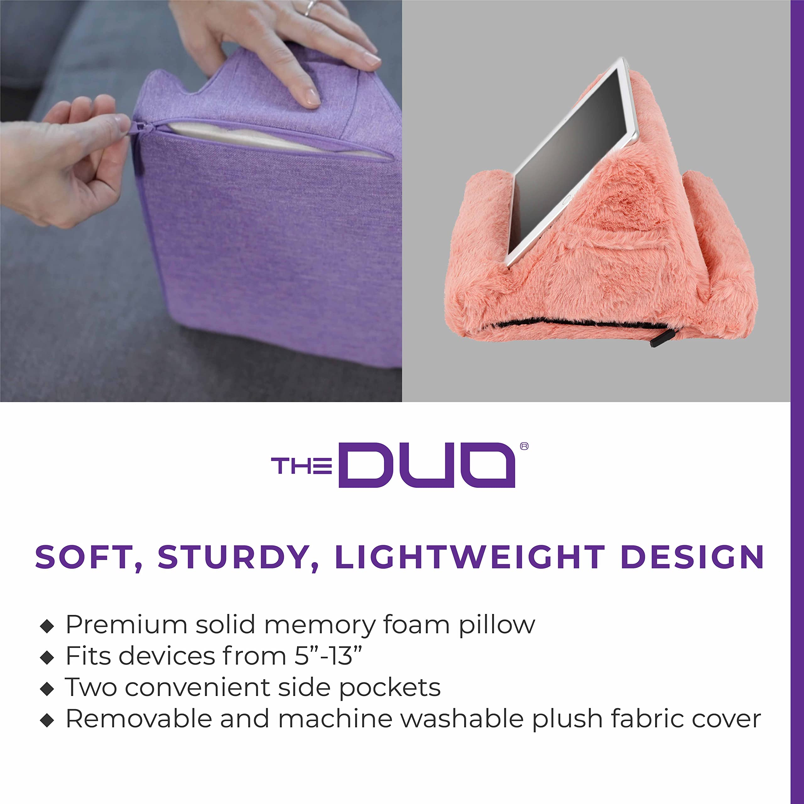 THE DUO Super Plush Multi-Angle Viewing Stand for iPad, Tablet, Phone - Memory Foam Tablet Stand - Portable Tablet Holder for Travel and Work from Home - Leopard, 10 x 10 x 6.75 inches
