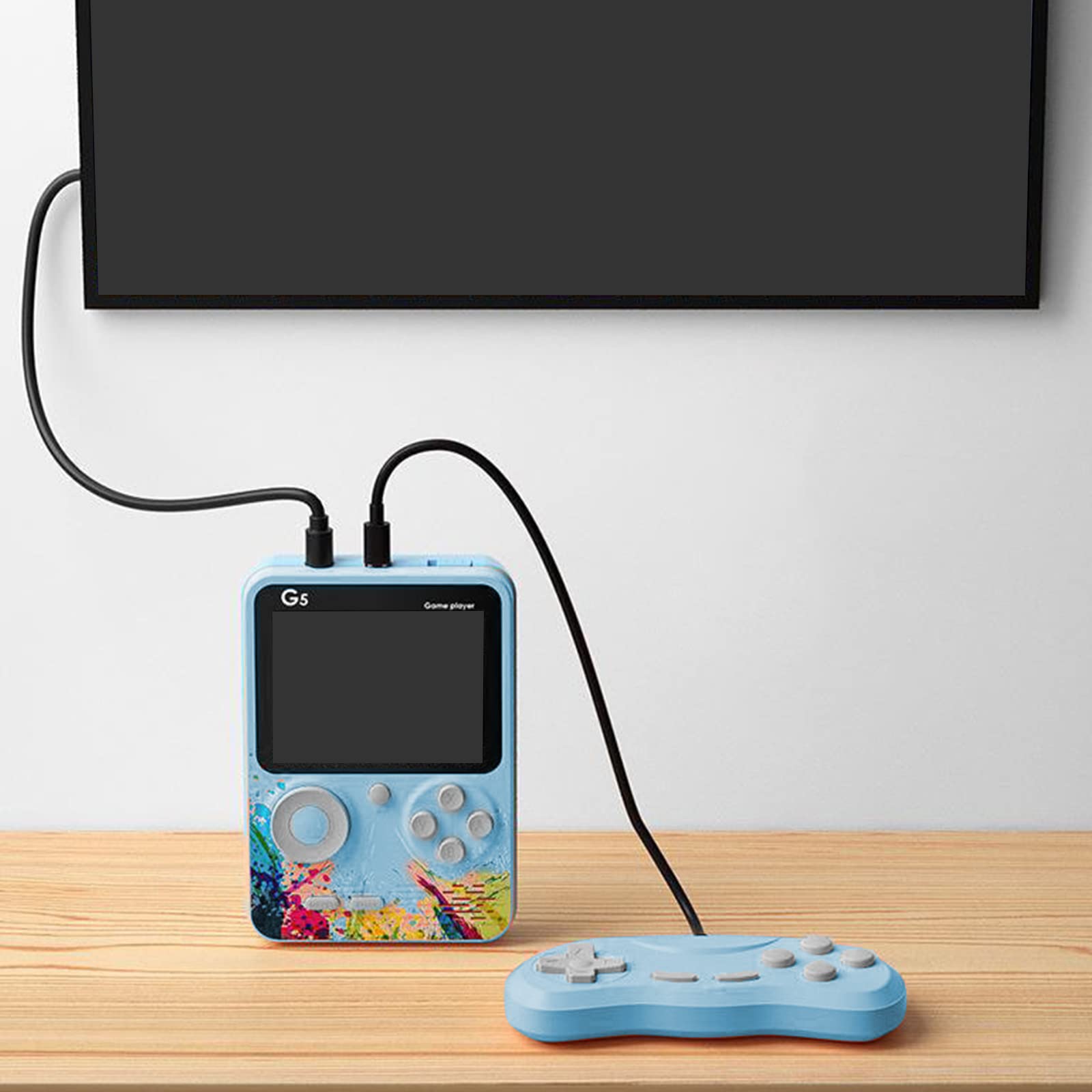 G5 Retro Handheld Game Console with 500 Classic FC Games, 3.0-Inch LCD Screen, Connected to TV Without Conversion Cable, 1000mAh Rechargeable Battery, Supports Two-Player Confrontation.