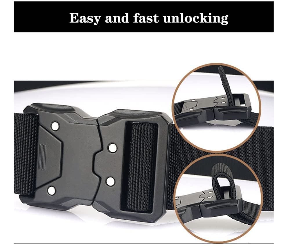 FLYYQMIAO Men's Tactical Belt,Military Utility Belt Nylon Web Rigger Belt Work Belt with Heavy-Duty Quick-Release Buckle,Adjustable Hard Metal Buckle, Nylon Breathable Elastic Web Belts (style5)