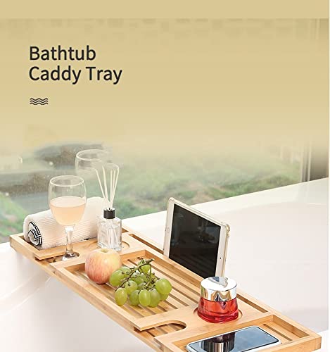 IRDFWH Wooden Bath Tray Bathroom Shelves Apply for Pad/Book/Tablet Home Bathrooms Accessories