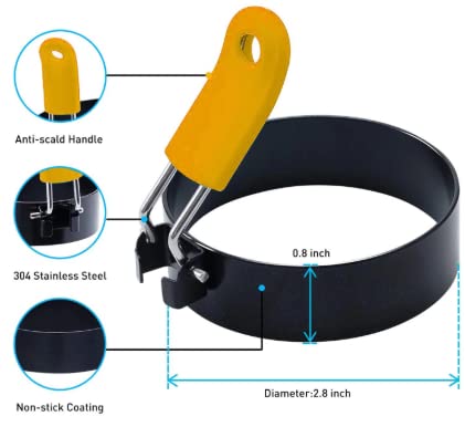 GUAGLL 4Pcs Omelette Model Egg Ring Iron Spray Non-stick Round Omelette Model with Silicone Brush