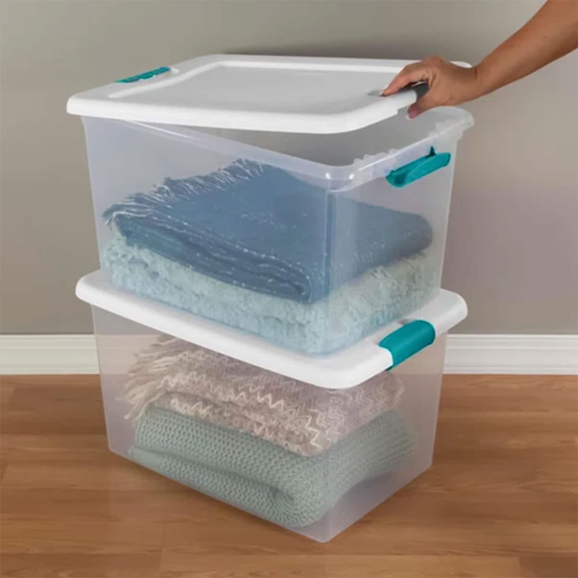 Sterilite 8-Pack Stackable Storage Bin with Lid, Clear Plastic Design, 106 Quart