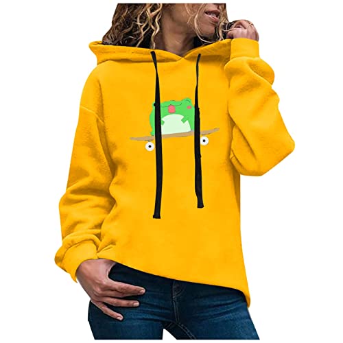 FMCHICO Short Sleeve Hoodie Women Pullover Long Sleeve Sweatshirts with Pocket