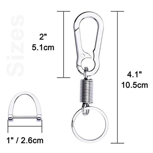 Wisdompro 2 Pack Keychain, Heavy Duty Zinc Alloy Key FOB Keychain Car Key Chain Holder with Anti-lost D-ring, Key Ring and Screwdriver for Men and Women - Black and Silver