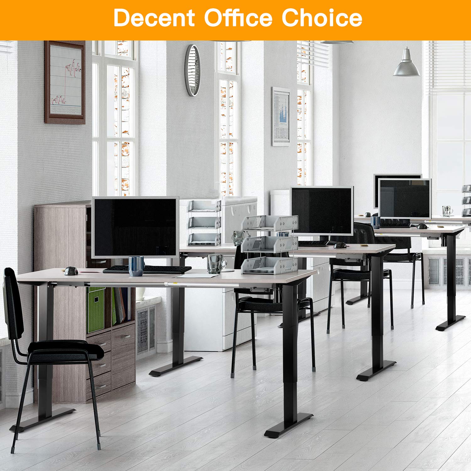 ErGear Electric Stand Desk Frame - Adjustable Height Desk Legs Ergonomic Standing Desk Motor Motorized Workstation Base Black Table Frame Only