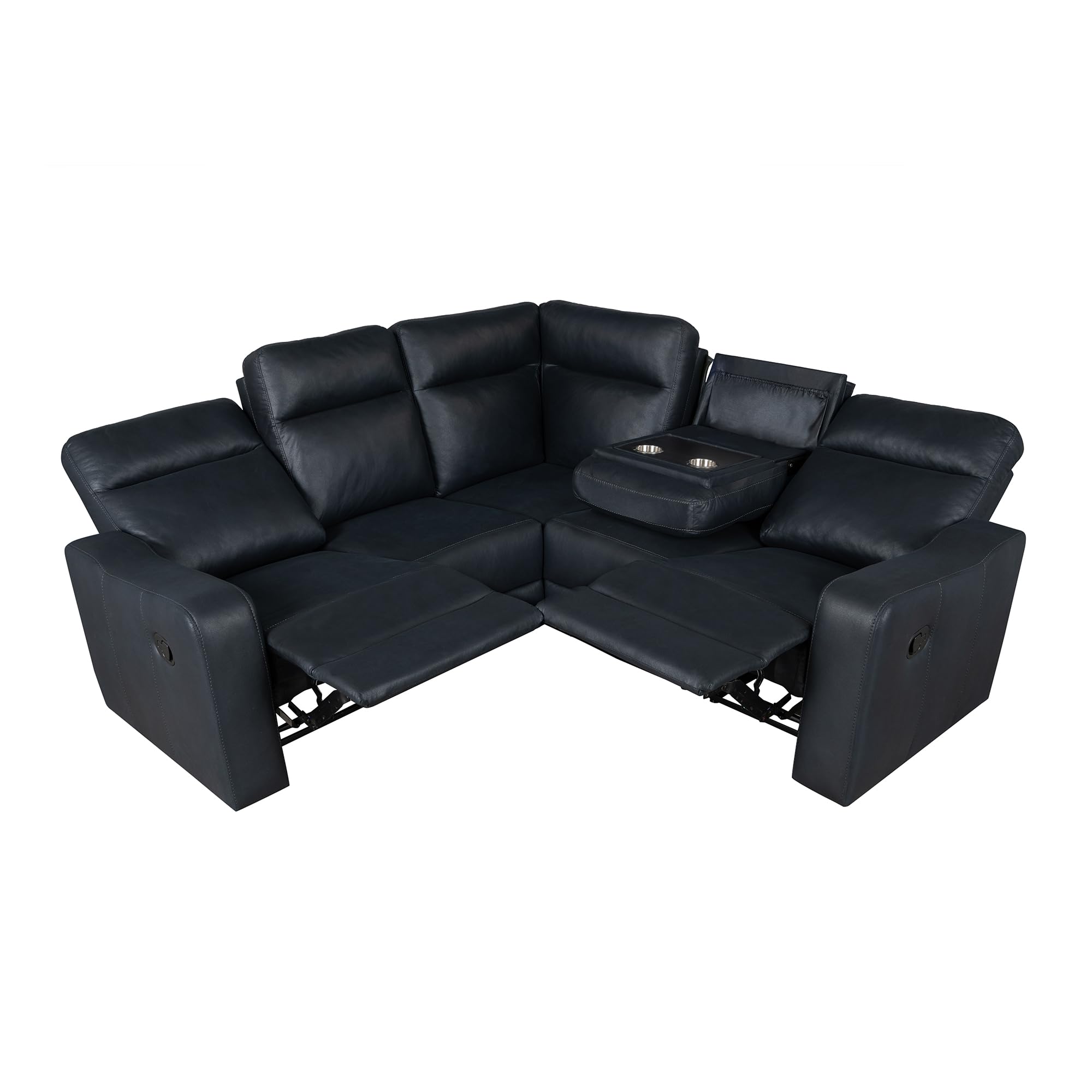 Cutimrke Home Theater Seating Sectional Set, 87.5” Manual Recliner Chair Sofa, Black Blue