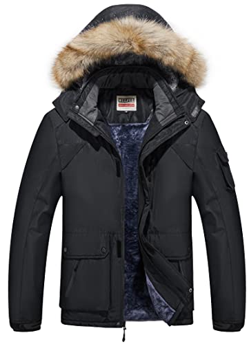 WULFUL Men's Waterproof Ski Jacket Warm Winter Snow Coat Mountain Windbreaker Hooded Raincoat