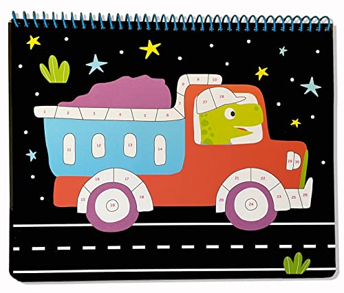 Sticker by Number Dinosaurs, Diggers, & More For Kids Ages 3 to 6: 15 Pictures Include Dinosaurs, Trucks, Cars, Rockets, Trains, Planes, and more!