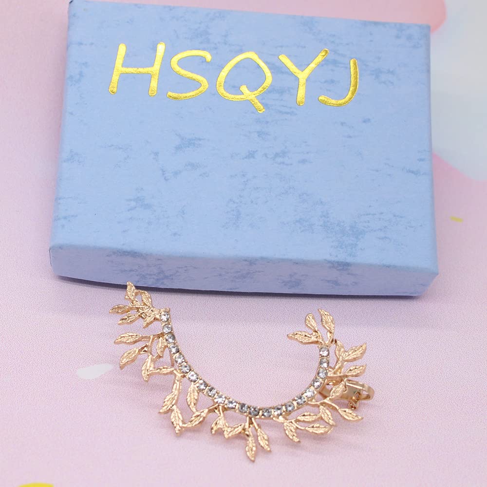Crystal Pearl Flower Climbers Crawler Stud Earring Cute Rhinestone Resin Floral Left Ear Cuff Wrap Clip Earring Top Ear Clip Gold Jewelry Jacket for Women 1 Pcs