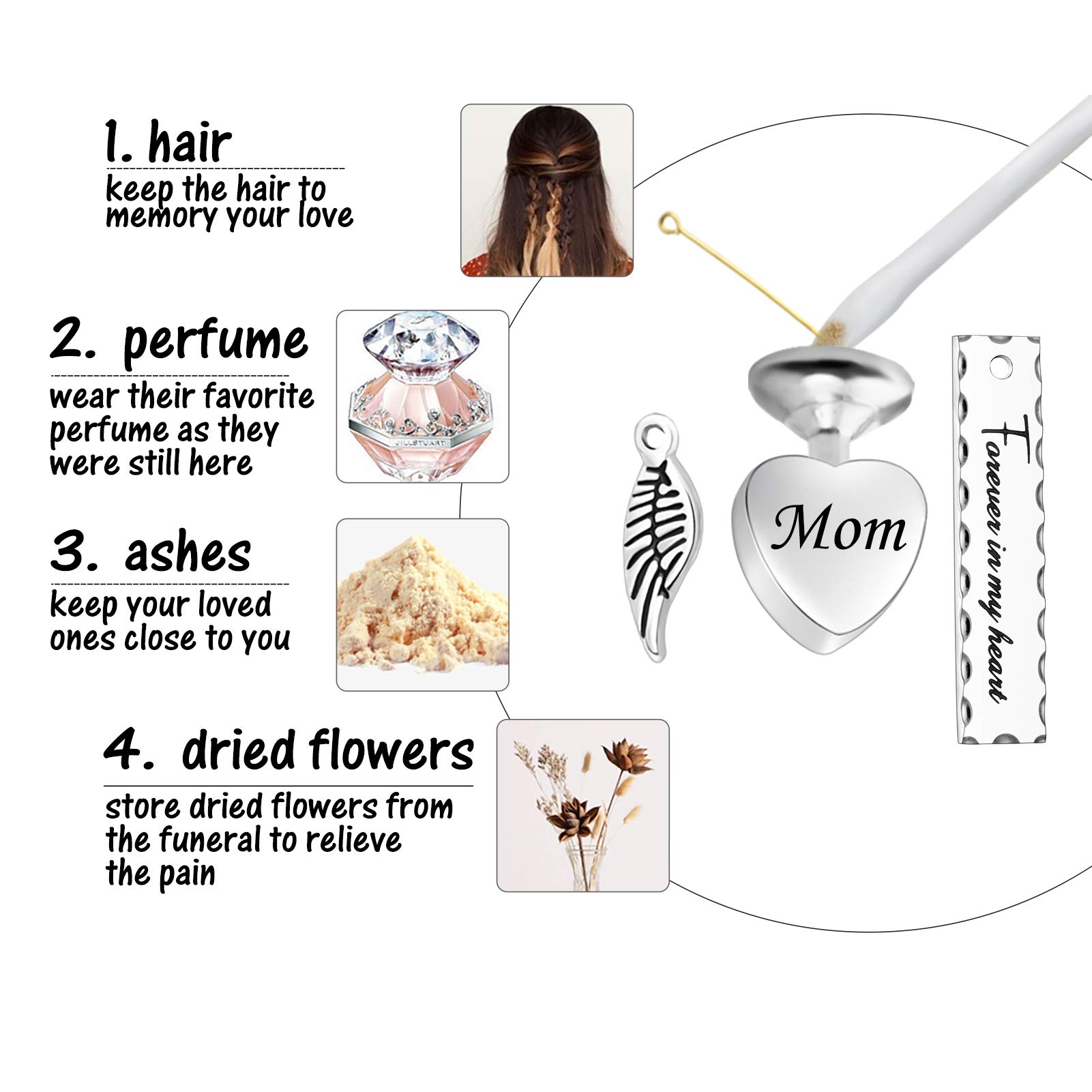 Dletay Urn Necklace for Ashes for Mom Cremation Jewelry for Ashes Memorial Ashes keepsakes Jewelry-Forever in My Heart