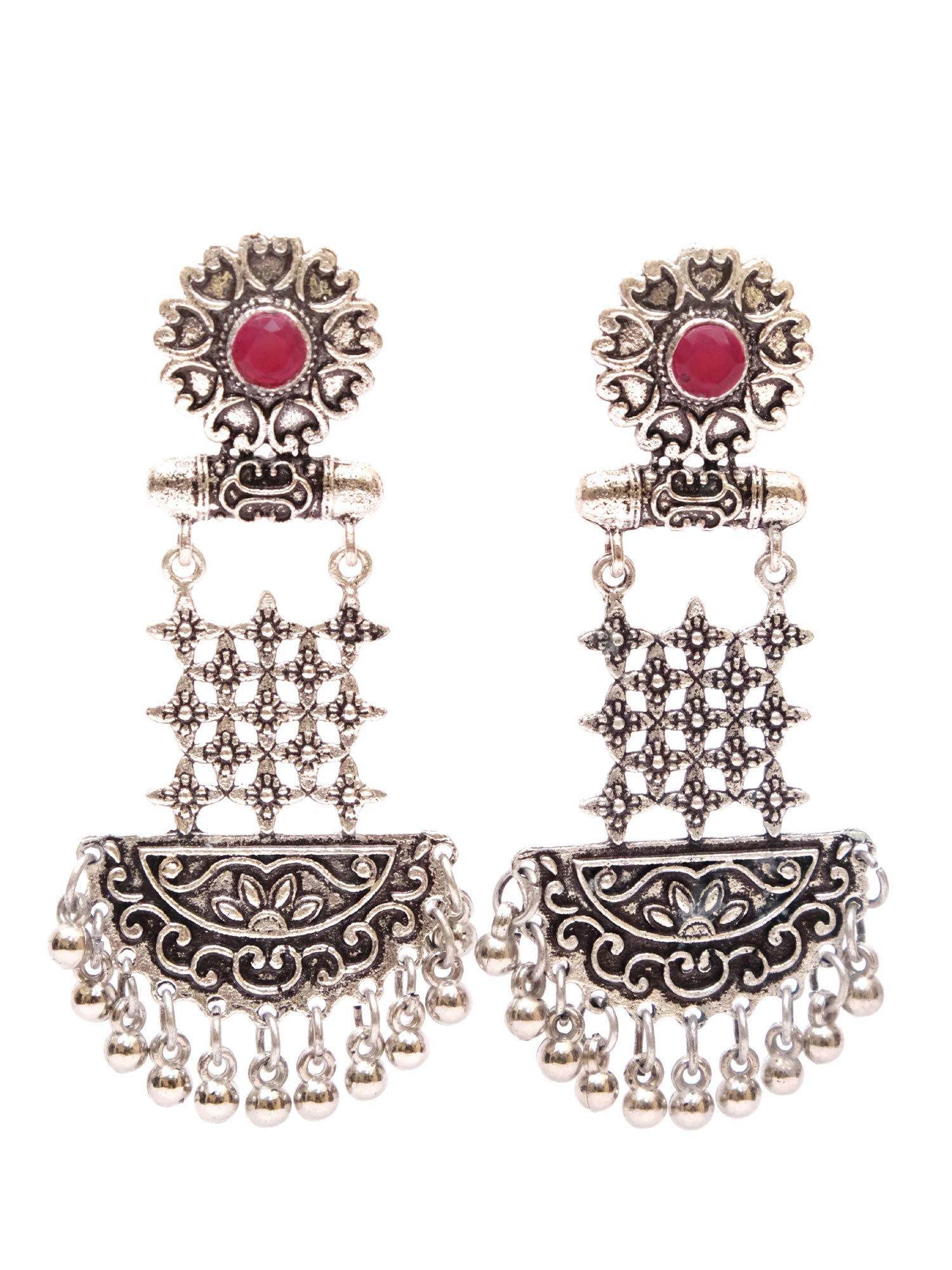 Crunchy Fashion Bollywood Jewellery Traditional Ethnic Bridal Bride Wedding Bridesmaid Oxidised Silver Tribal Boho Indian Earrings Jewelry For Women
