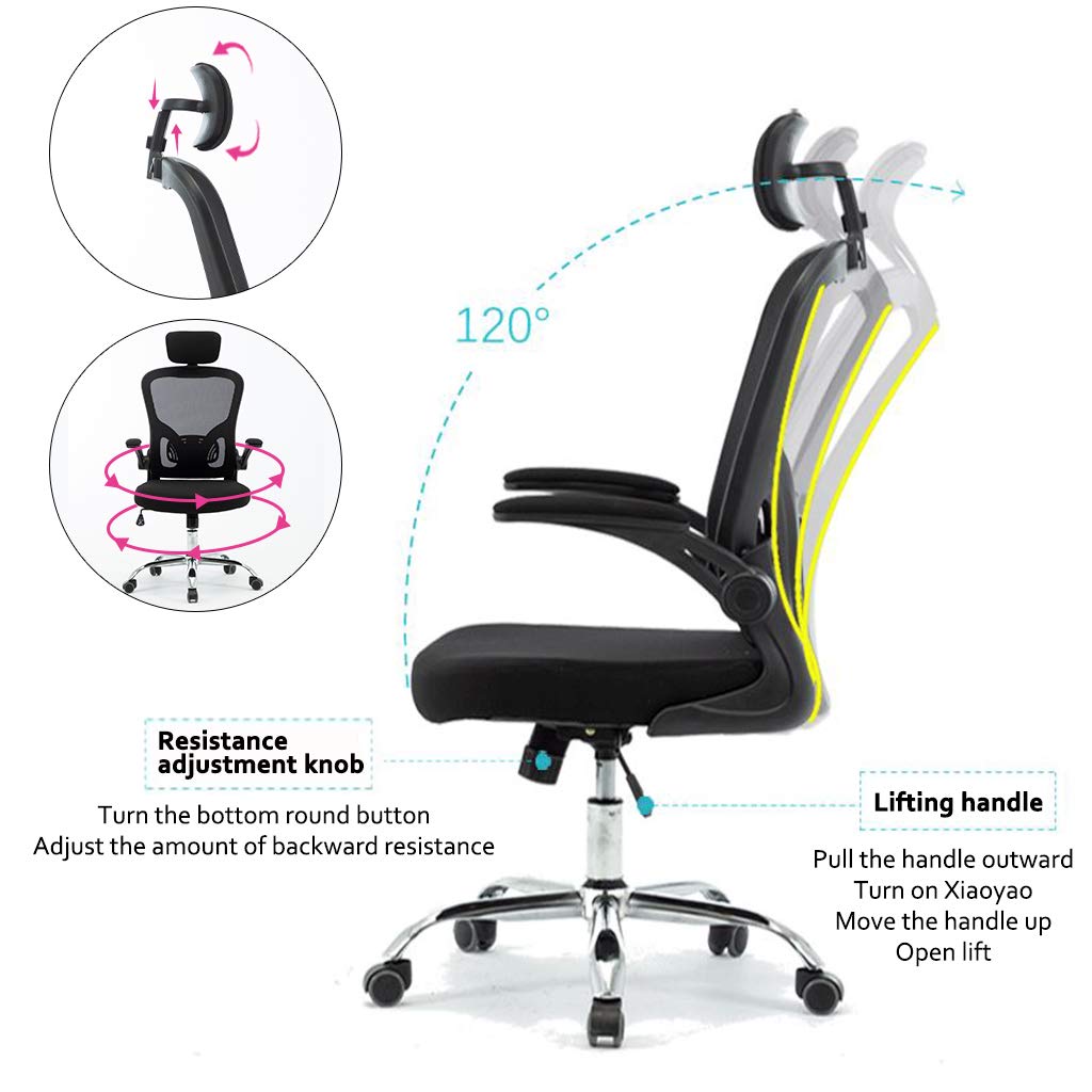 Ergonomic Chair Rotatable High-Back Office Chair with Adjustable Height Armrests and Headrests and Aluminum Alloy Casters Comfortable Chairs The Maximum Load is 300lbs (Black)