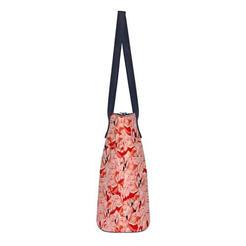 Flamingo Art Women's Tote Bag PU Leather Shoulder Bag Handbags Purse For Work Shopping Travel