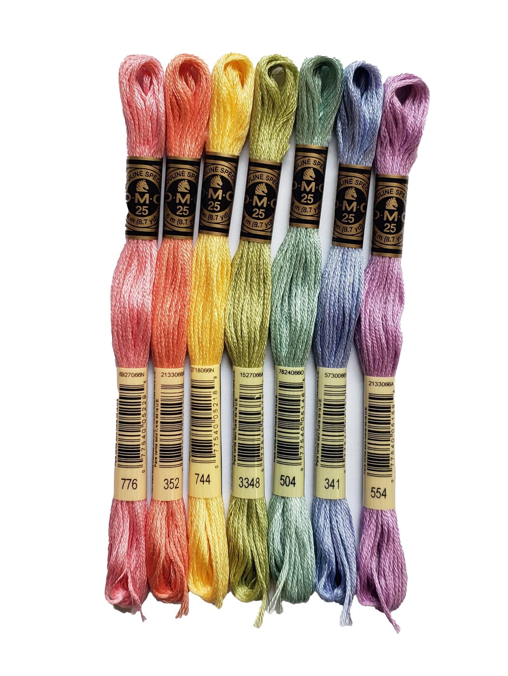 DMC 6-Strand Embroidery Cotton Bundle - Pastel Rainbow Colors Bundle -8 Skeins of Thread - 8.7yd Skeins